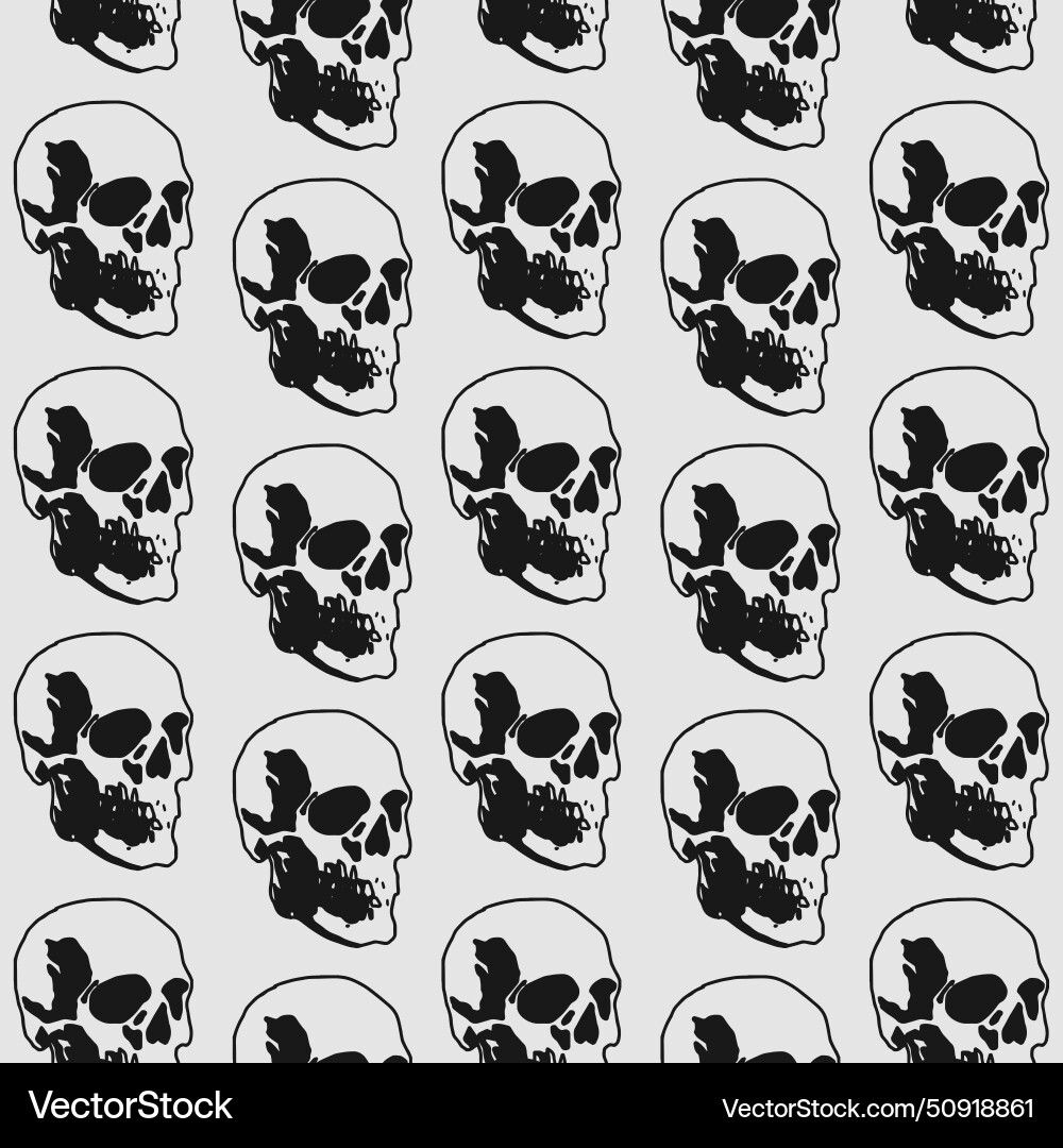 Skull seamless pattern design horror death metal Vector Image