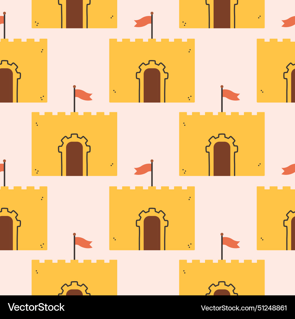 Summer sand castle pattern flat seamless Vector Image