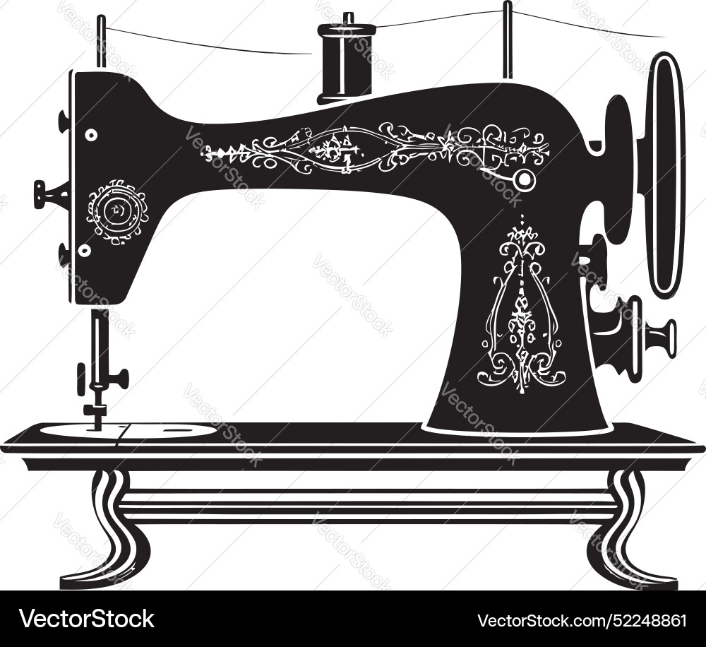 Tailored tapestry elegant black sewing machine Vector Image