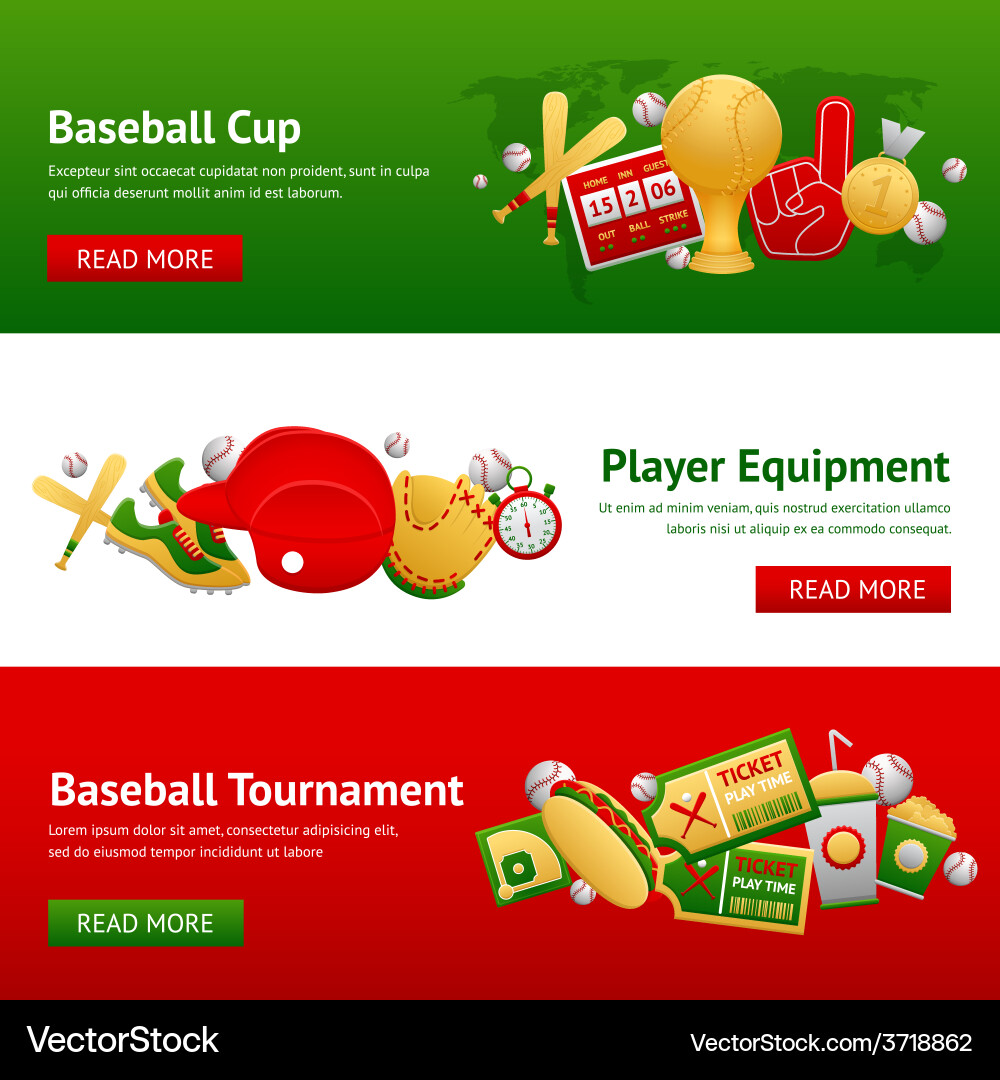 Baseball banner set Royalty Free Vector Image - VectorStock