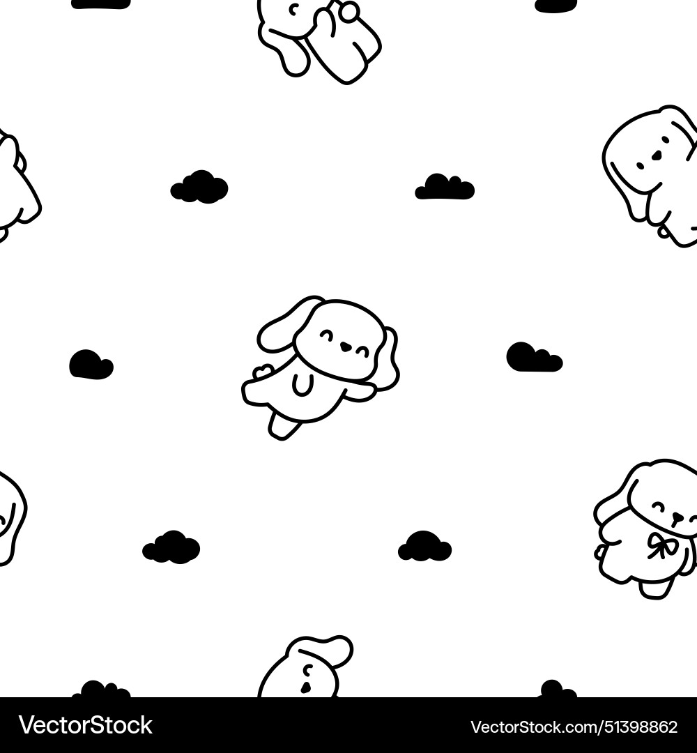 Cute little dog seamless pattern coloring page Vector Image