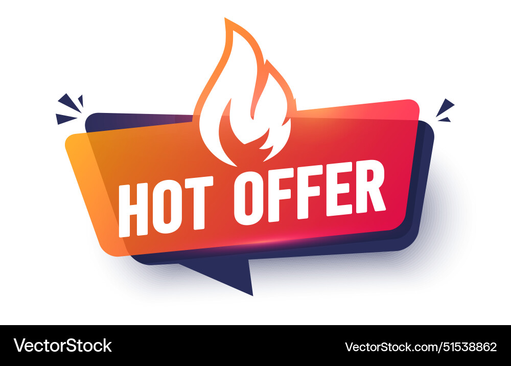 Dynamic label with text hot offer and flame icon Vector Image
