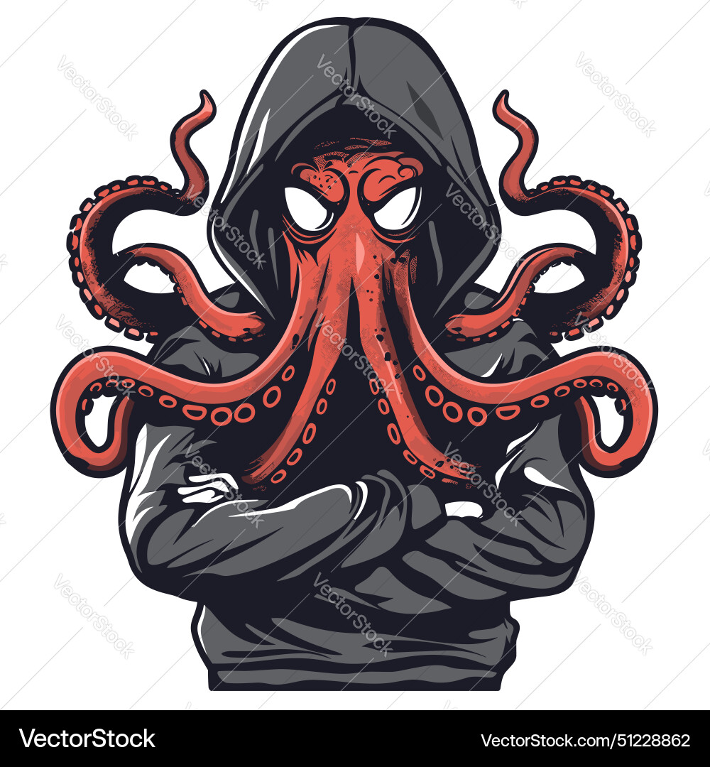 Hacker octopus in a sweater esport logotype icon Vector Image