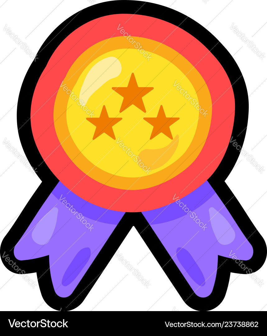 Medal cartoon color sticker Royalty Free Vector Image