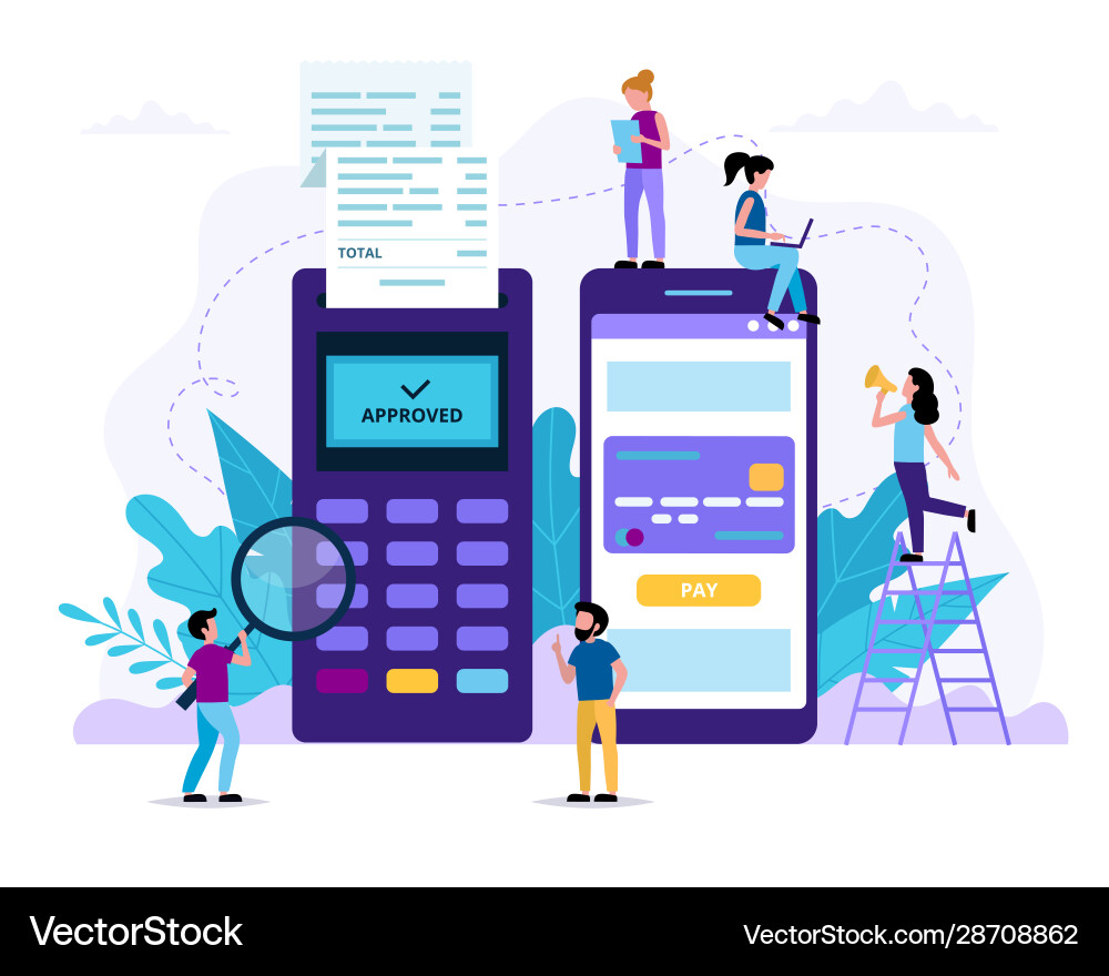 Mobile payment via smartphone pos terminal Vector Image