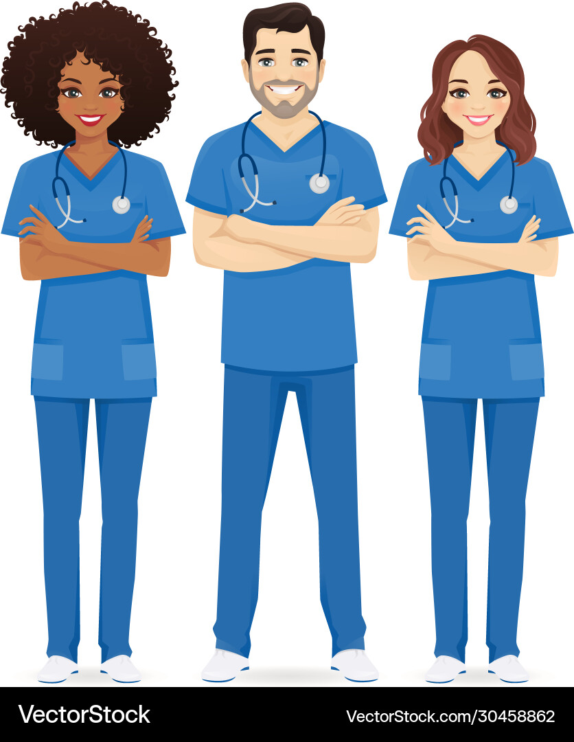 Nurse characters group Royalty Free Vector Image