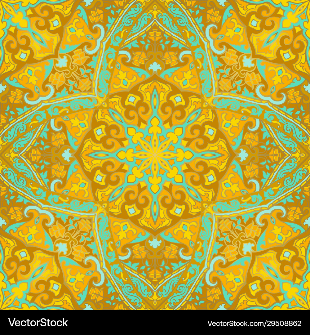 Ornamental yellow pattern with mandala Royalty Free Vector