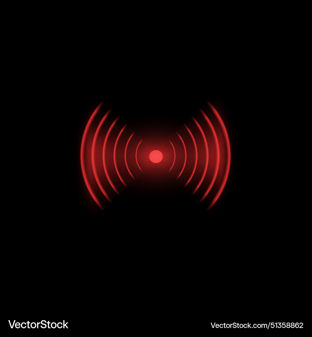 Red wi-fi technology digital radar neon light Vector Image