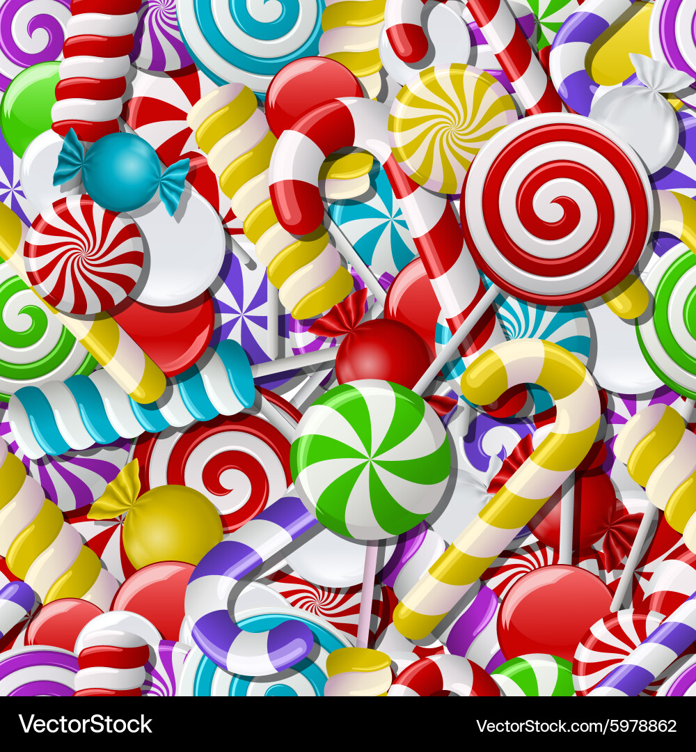 Seamless background with colorful candies Vector Image