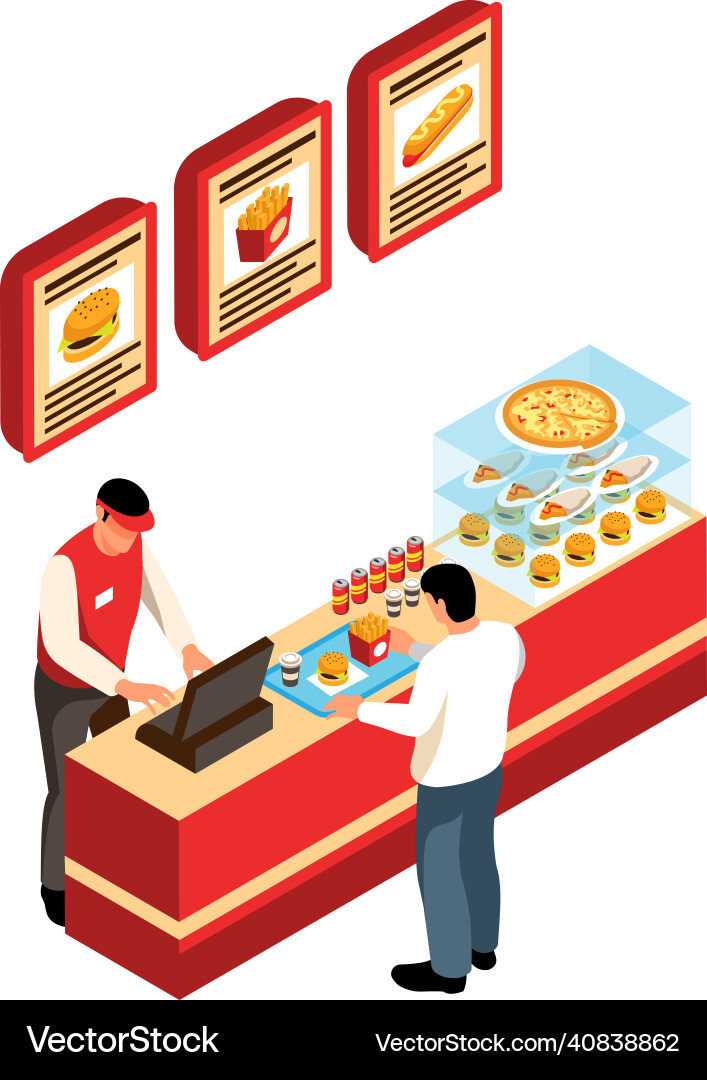 Street food counter composition Royalty Free Vector Image