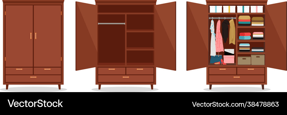 Close open wardrobe Royalty Free Vector Image - VectorStock