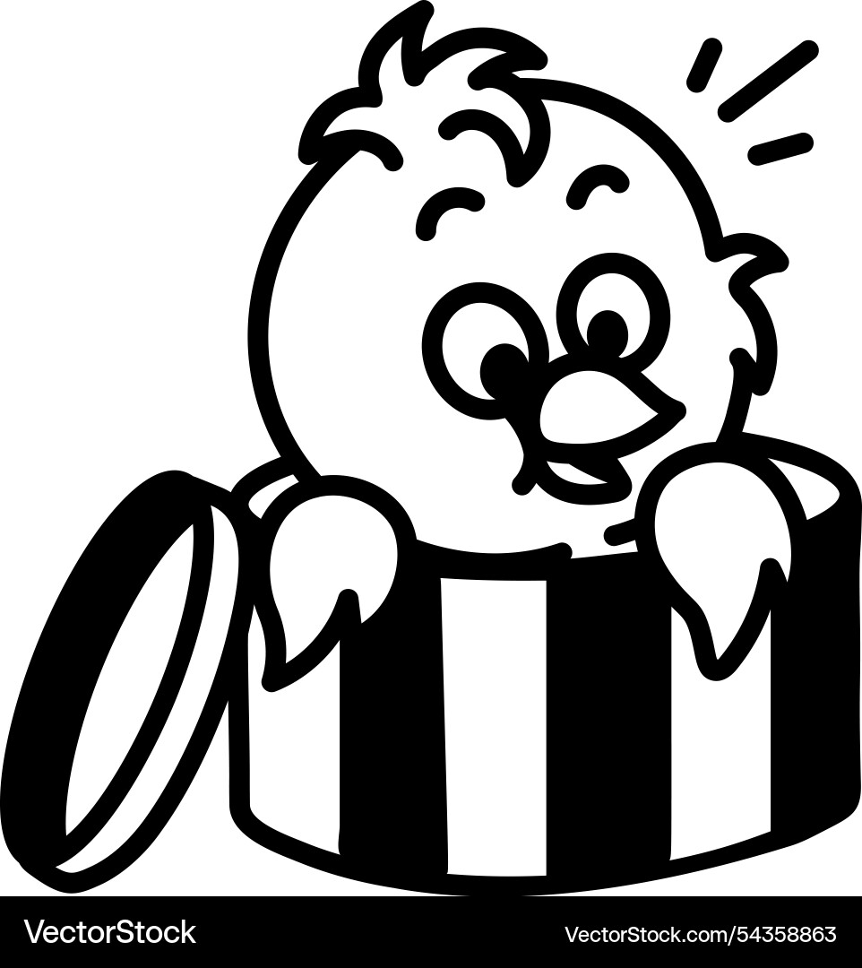 Cute chick icon in doodle style Royalty Free Vector Image