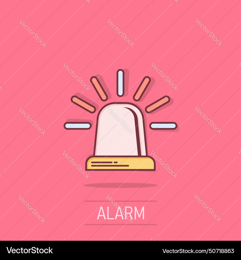 Emergency alarm icon in comic style alert lamp Vector Image