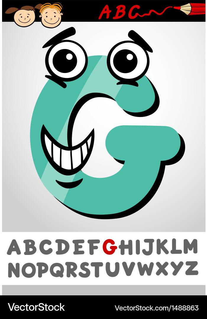 Funny letter g cartoon Royalty Free Vector Image