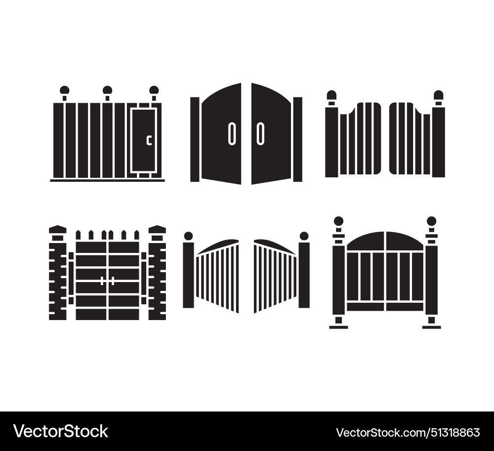 Gate and fence icons Royalty Free Vector Image
