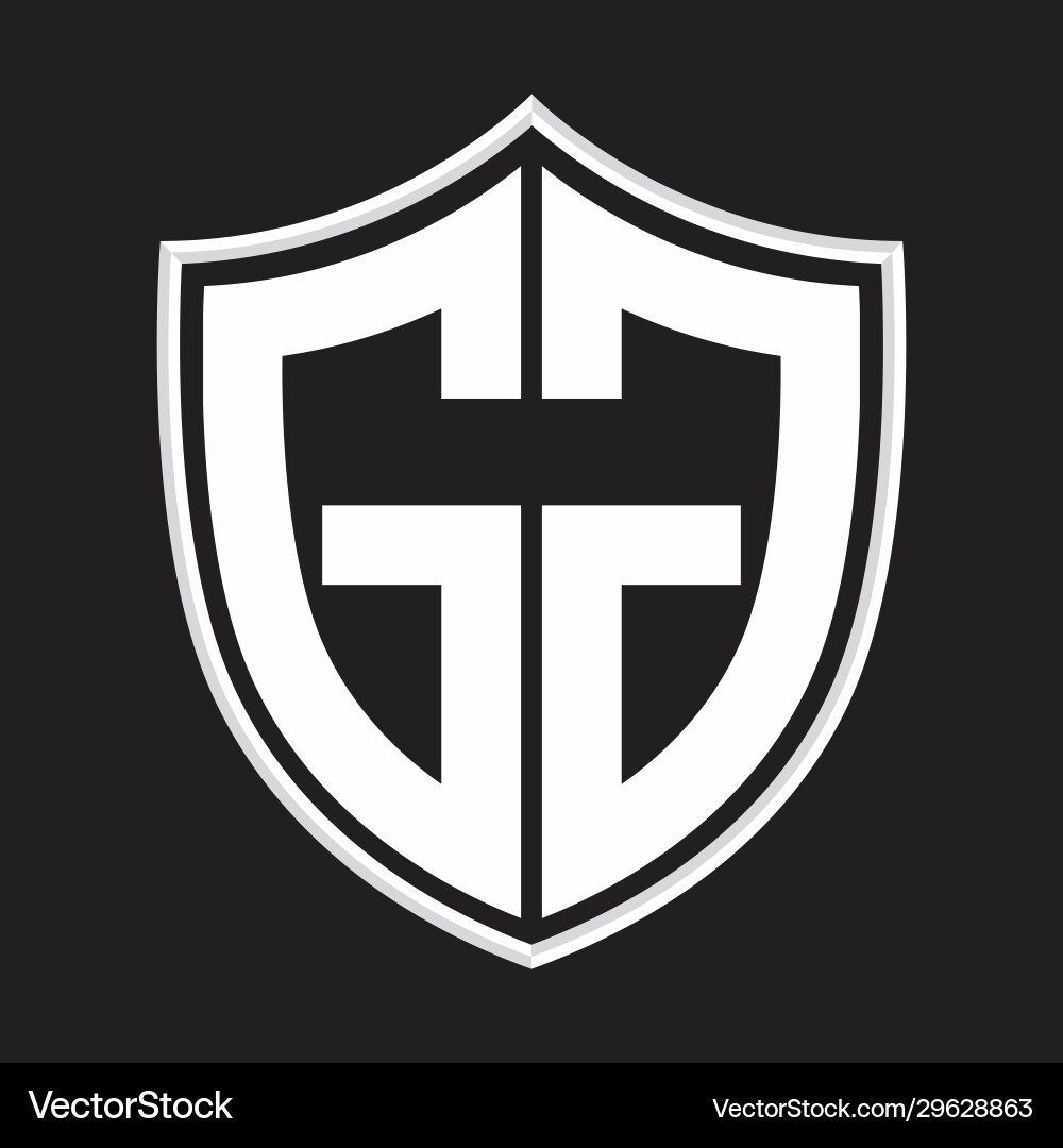 Gg logo monogram with shield shape isolated Vector Image