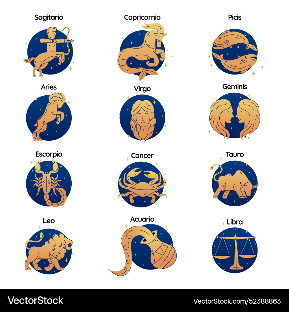Gradient zodiac sign collection Royalty Free Vector Image