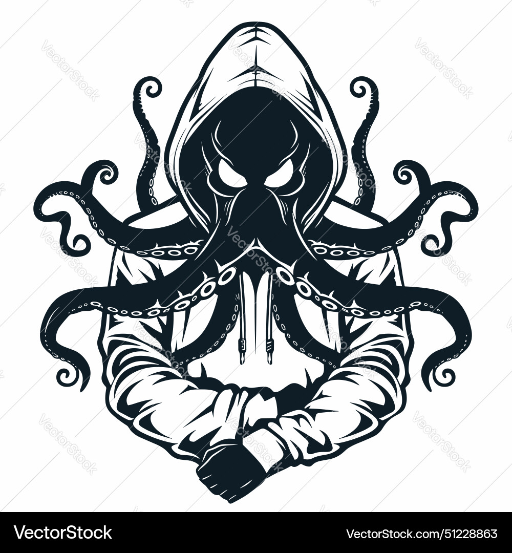 Hacker octopus in a sweater esport logotype icon Vector Image