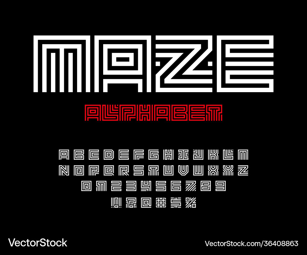 Maze font Royalty Free Vector Image - VectorStock