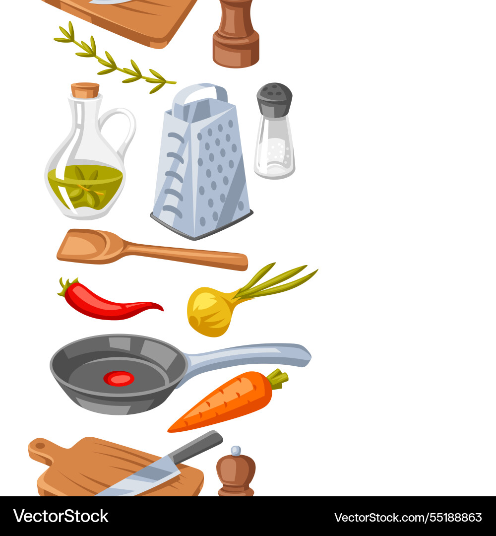 Pattern with kitchen utensils cooking tools Vector Image