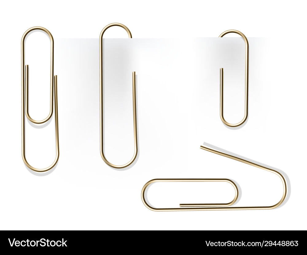 Realistic metal paper clips set Royalty Free Vector Image