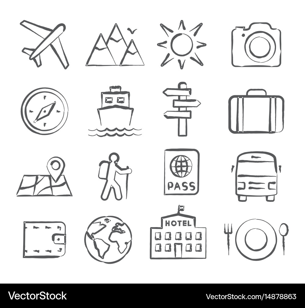 Travel and tourism icon set Royalty Free Vector Image