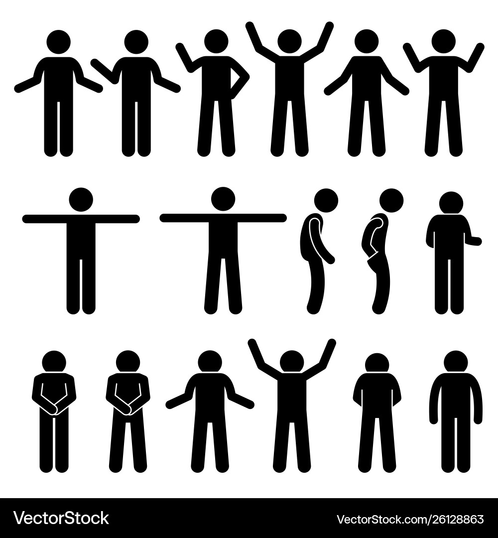 Various body gestures hand signals human man Vector Image