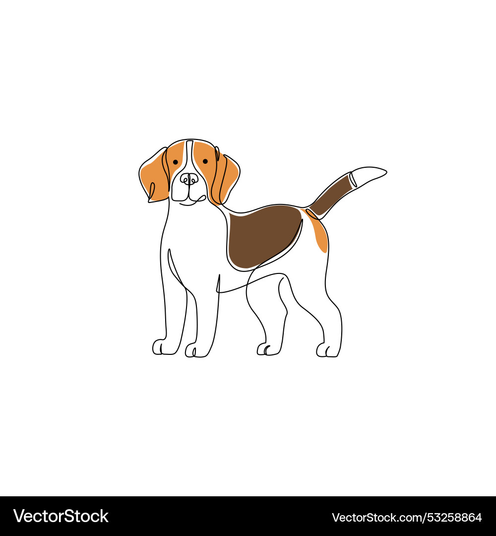 Abstract beagle dog drawing continuous one line Vector Image
