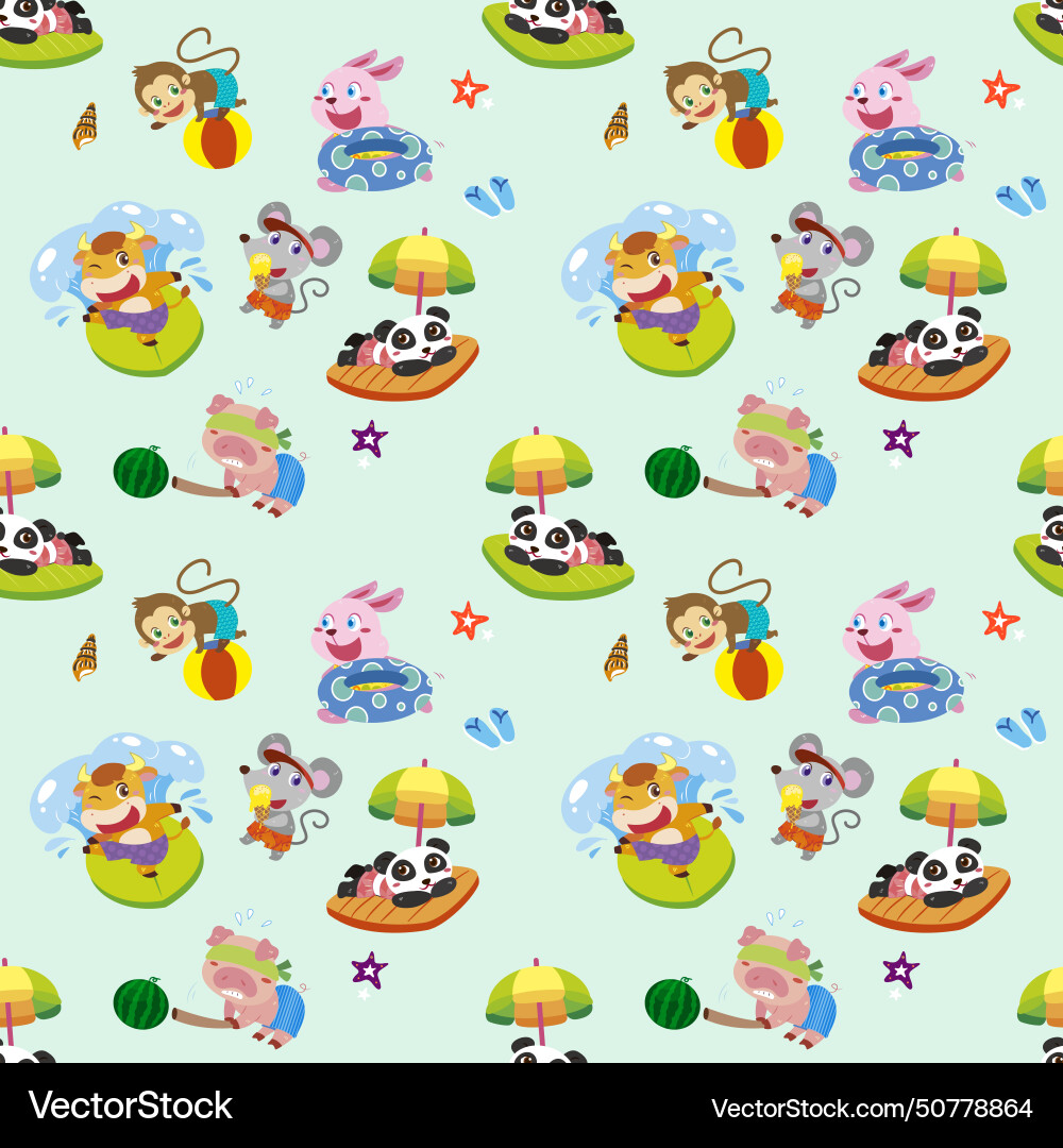 Animals seamless pattern design Royalty Free Vector Image