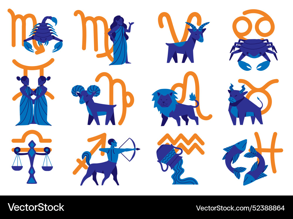 Cartoon zodiac sign collection Royalty Free Vector Image