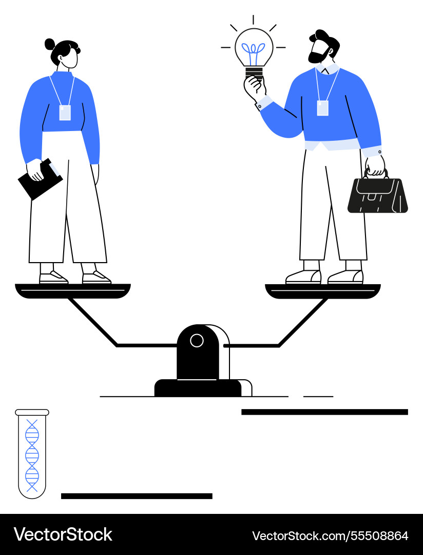 Professionals on balance scale comparing ideas Vector Image