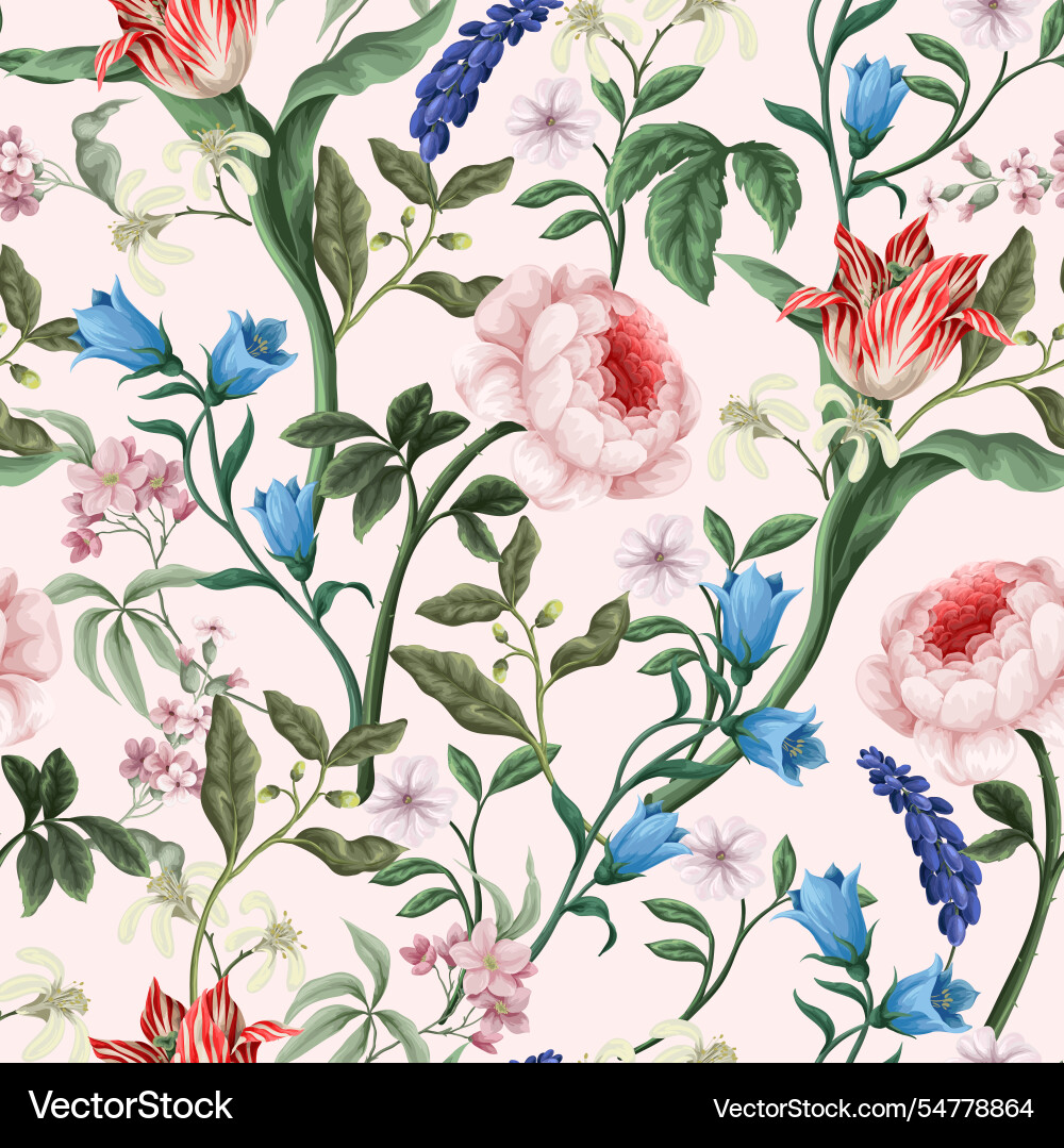 Seamless pattern with victorian vintage flowers Vector Image