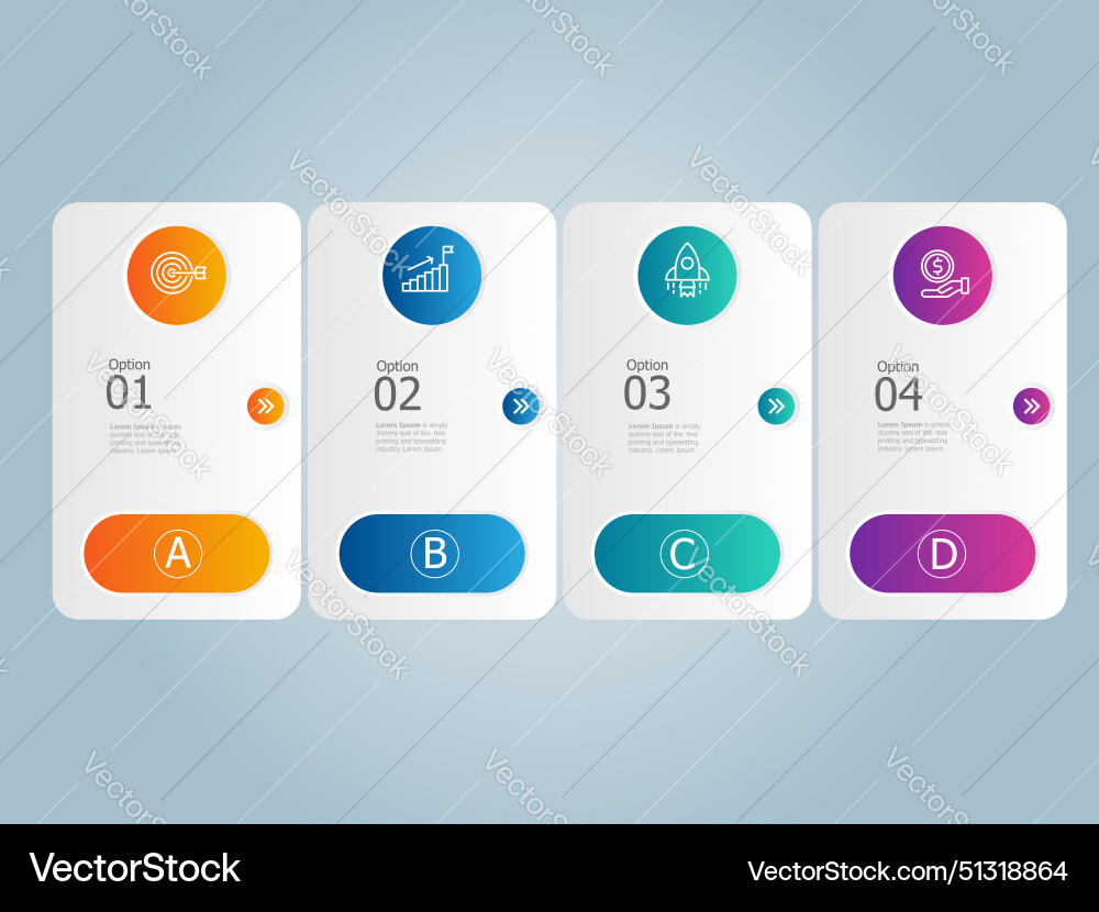 Square 4 steps colorful infographics for report Vector Image