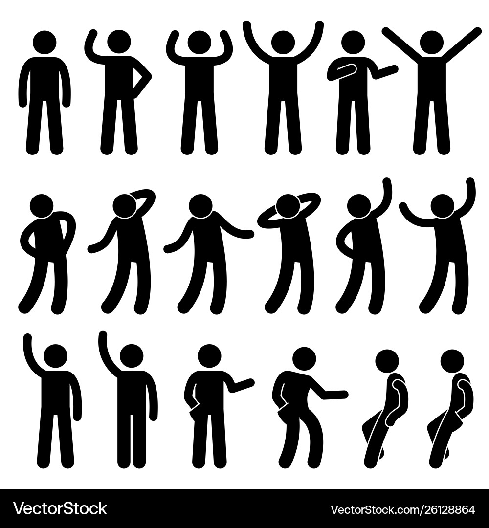 Various standing postures poses human man people Vector Image