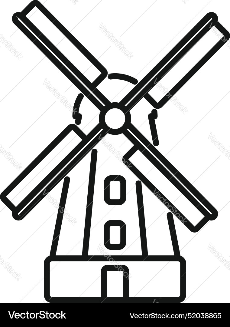 Classic dutch windmill rotating and generating Vector Image