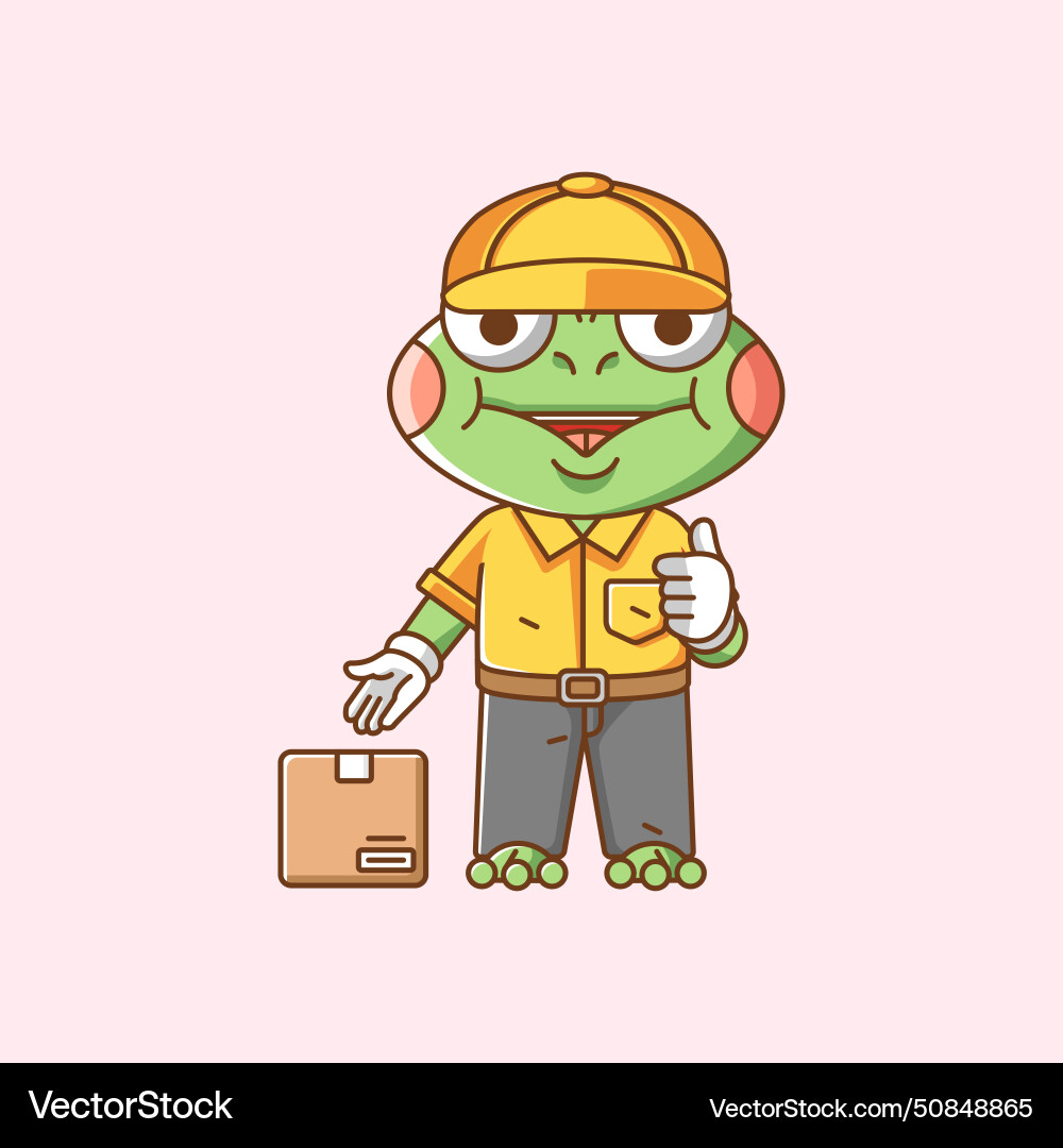 Cute frog courier package delivery animal chibi Vector Image