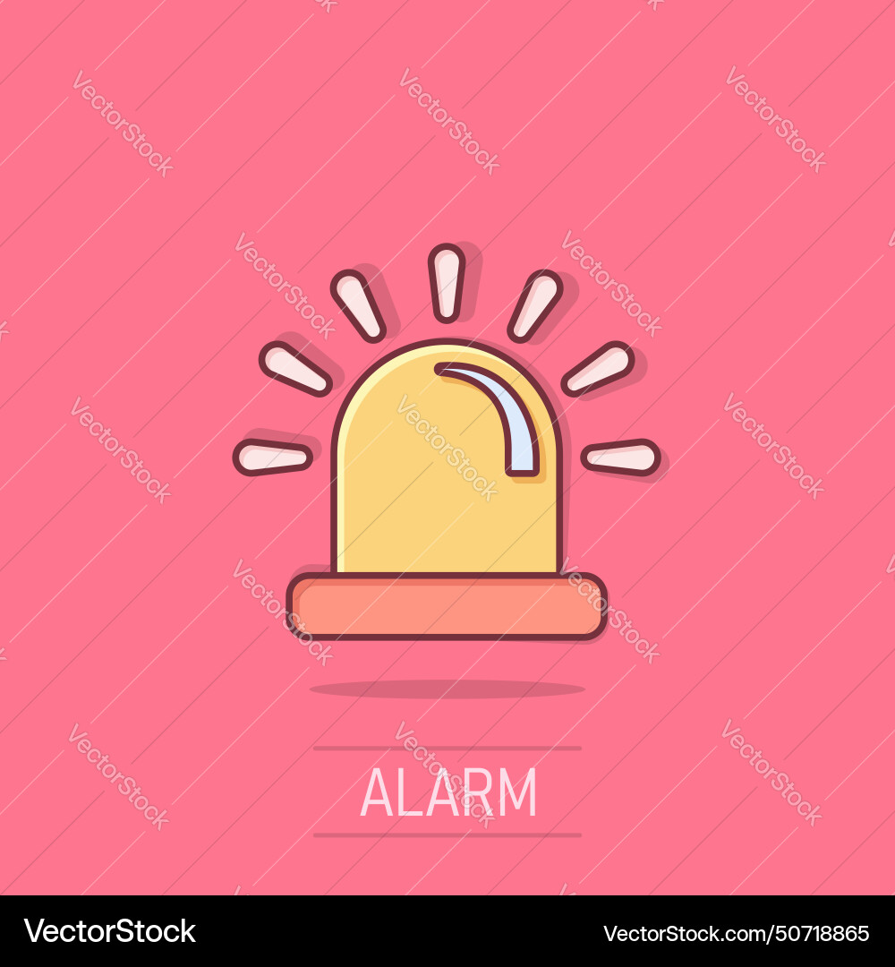 Emergency alarm icon in comic style alert lamp Vector Image