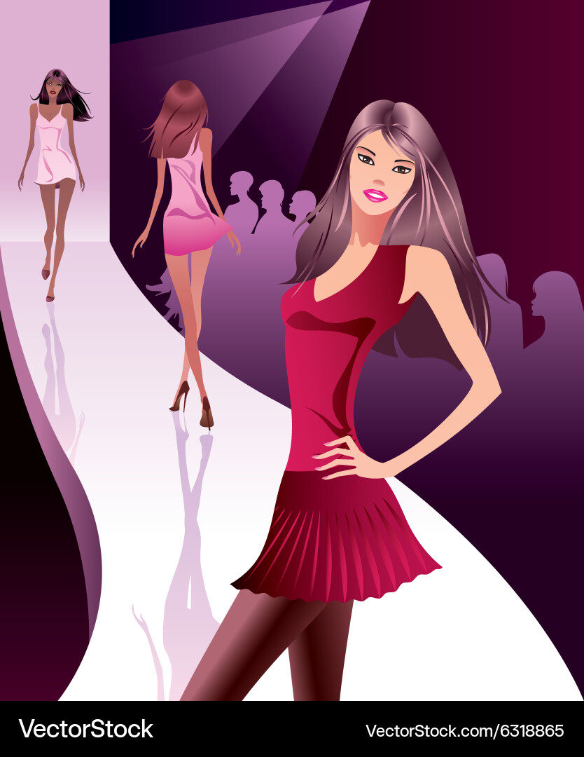 Fashion models represent new clothes Royalty Free Vector