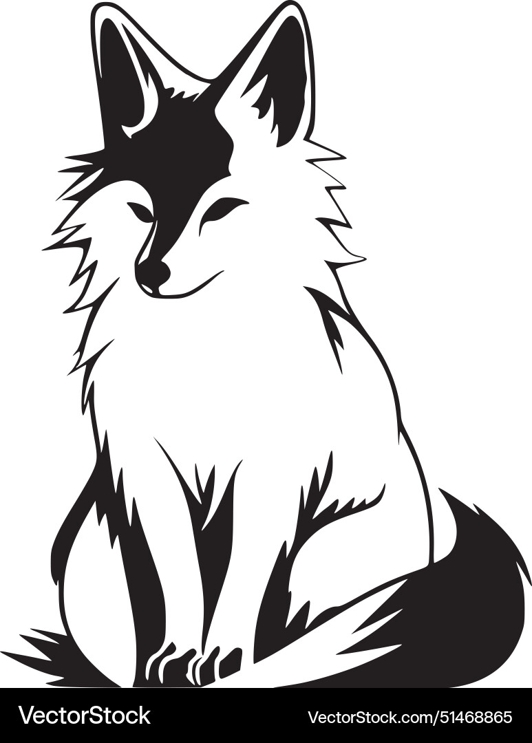 Fox - black and white Royalty Free Vector Image