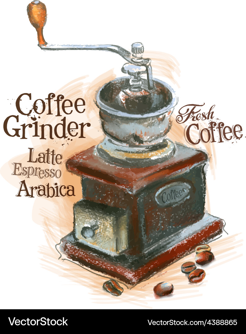 Fresh coffee logo design template grinder Vector Image