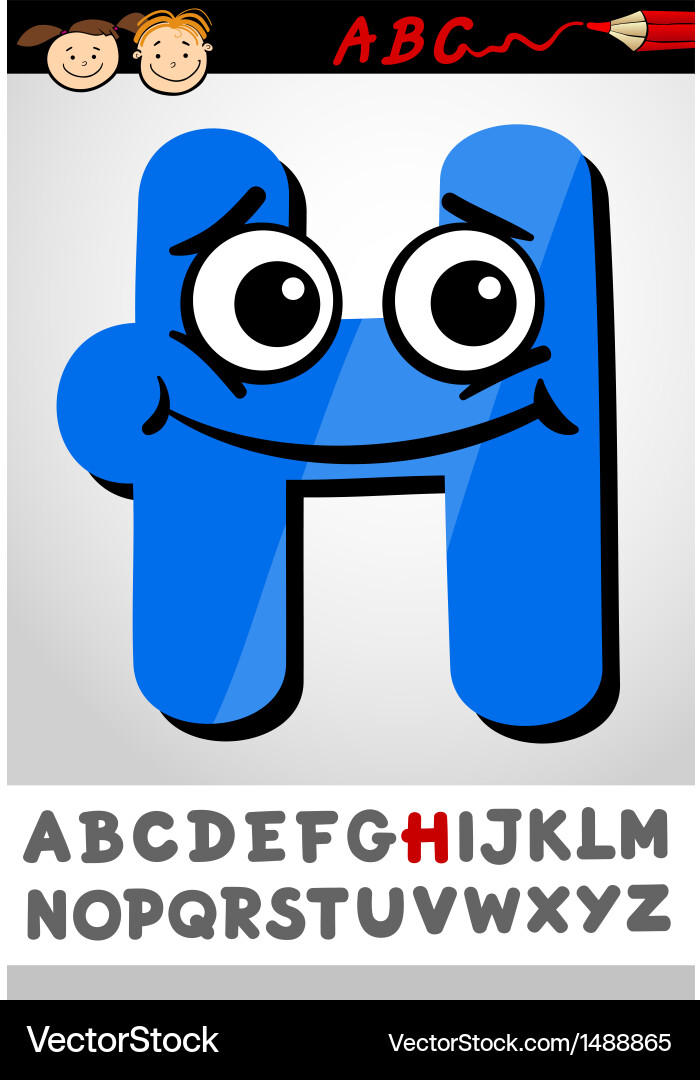Funny letter h cartoon Royalty Free Vector Image