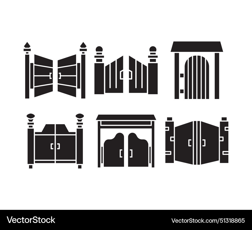 Gate and fence icons Royalty Free Vector Image