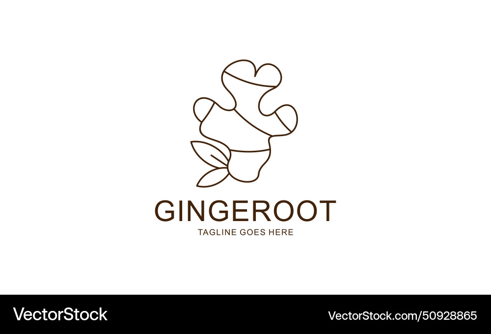 Ginger root logo round linear Royalty Free Vector Image