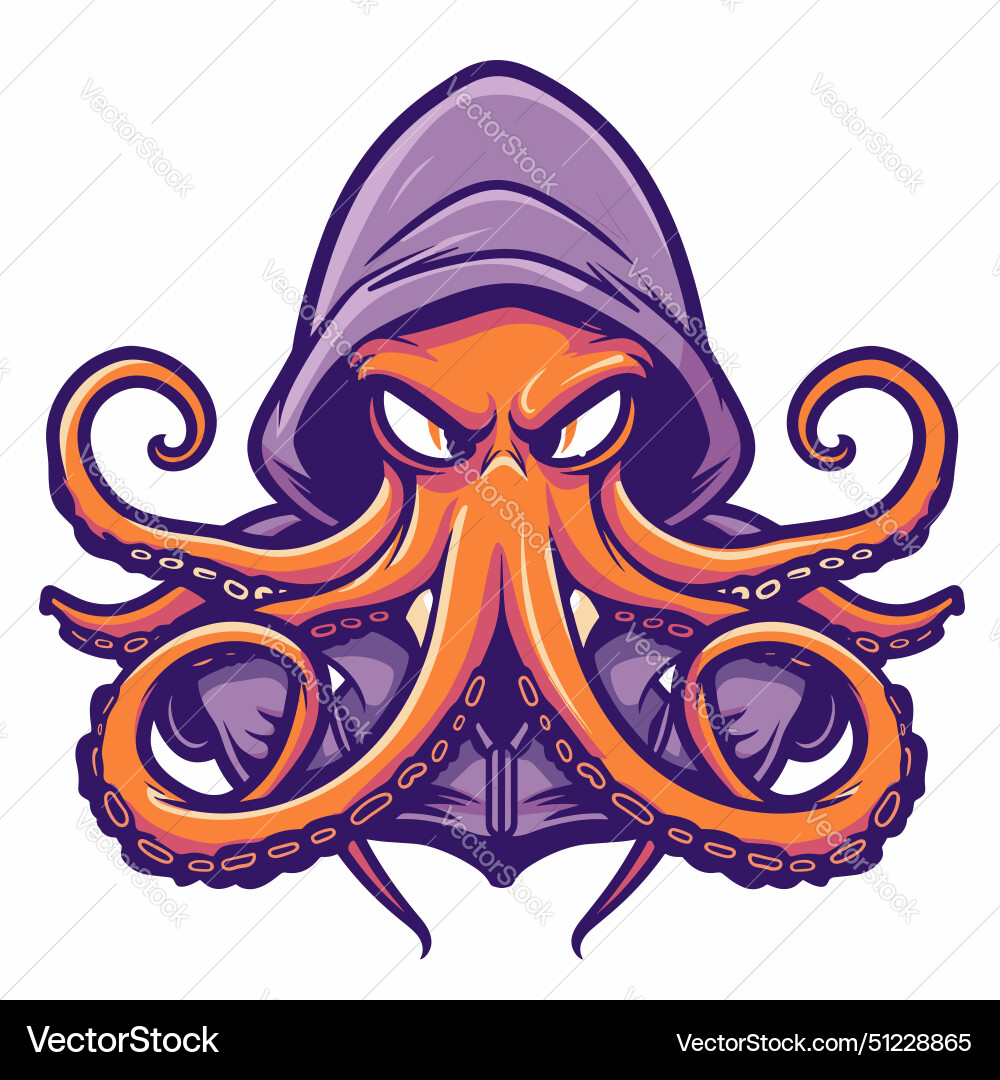 Hacker octopus in a sweater esport logotype icon Vector Image