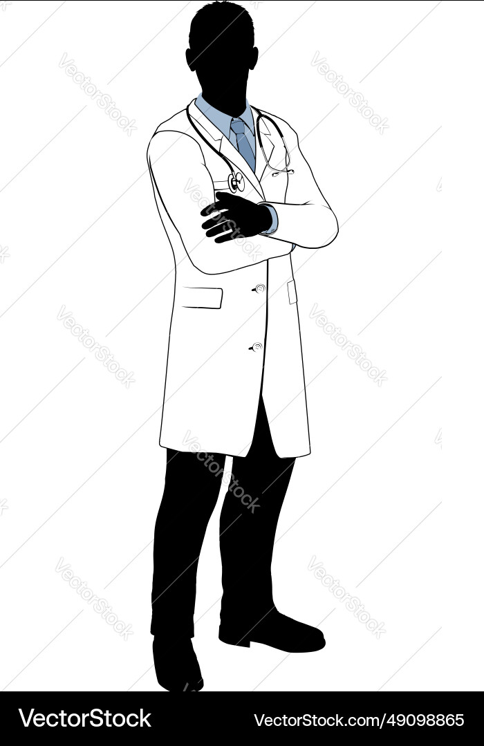 Male doctor silhouette Royalty Free Vector Image