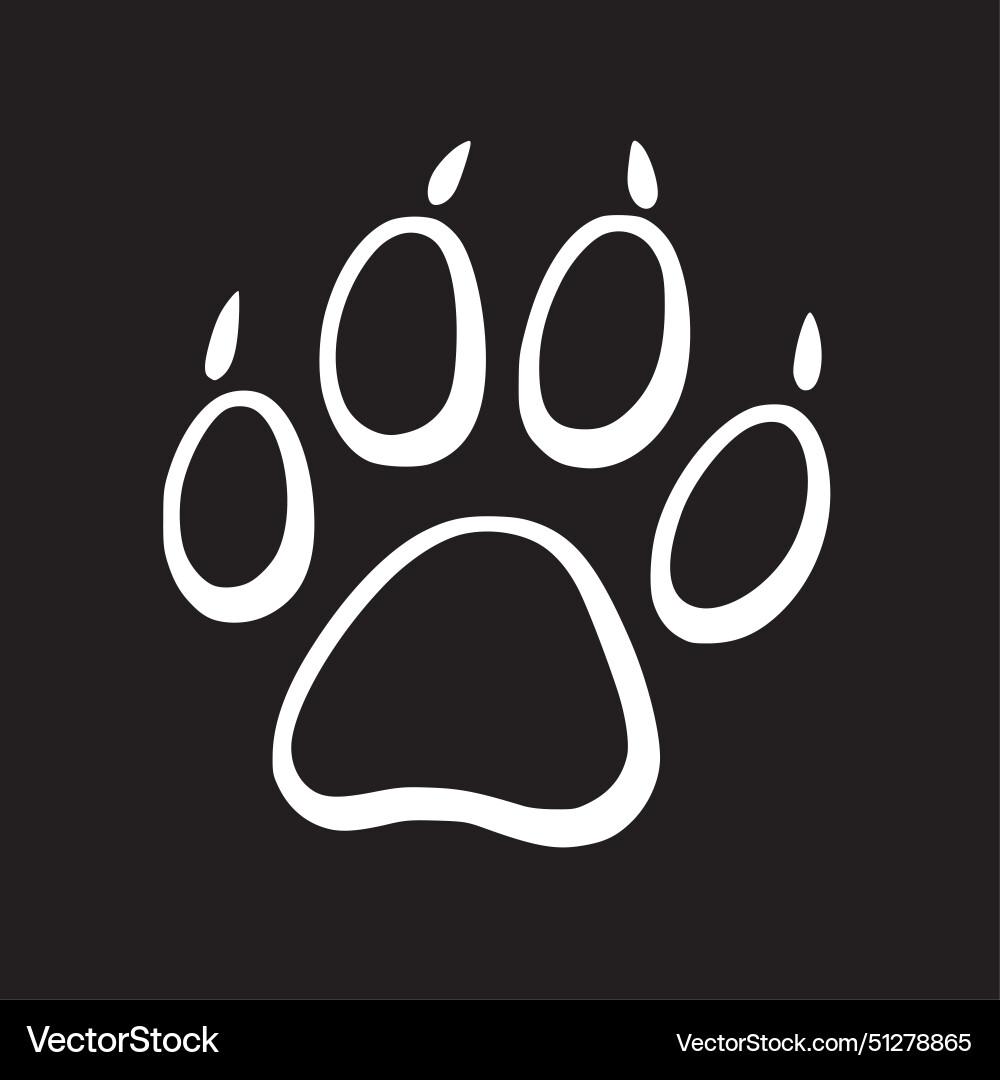 Paw print - black and white Royalty Free Vector Image