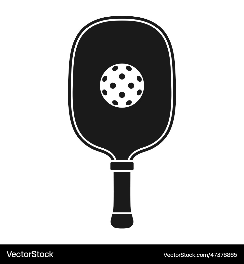 Pickleball racket and ball silhouette icon Vector Image