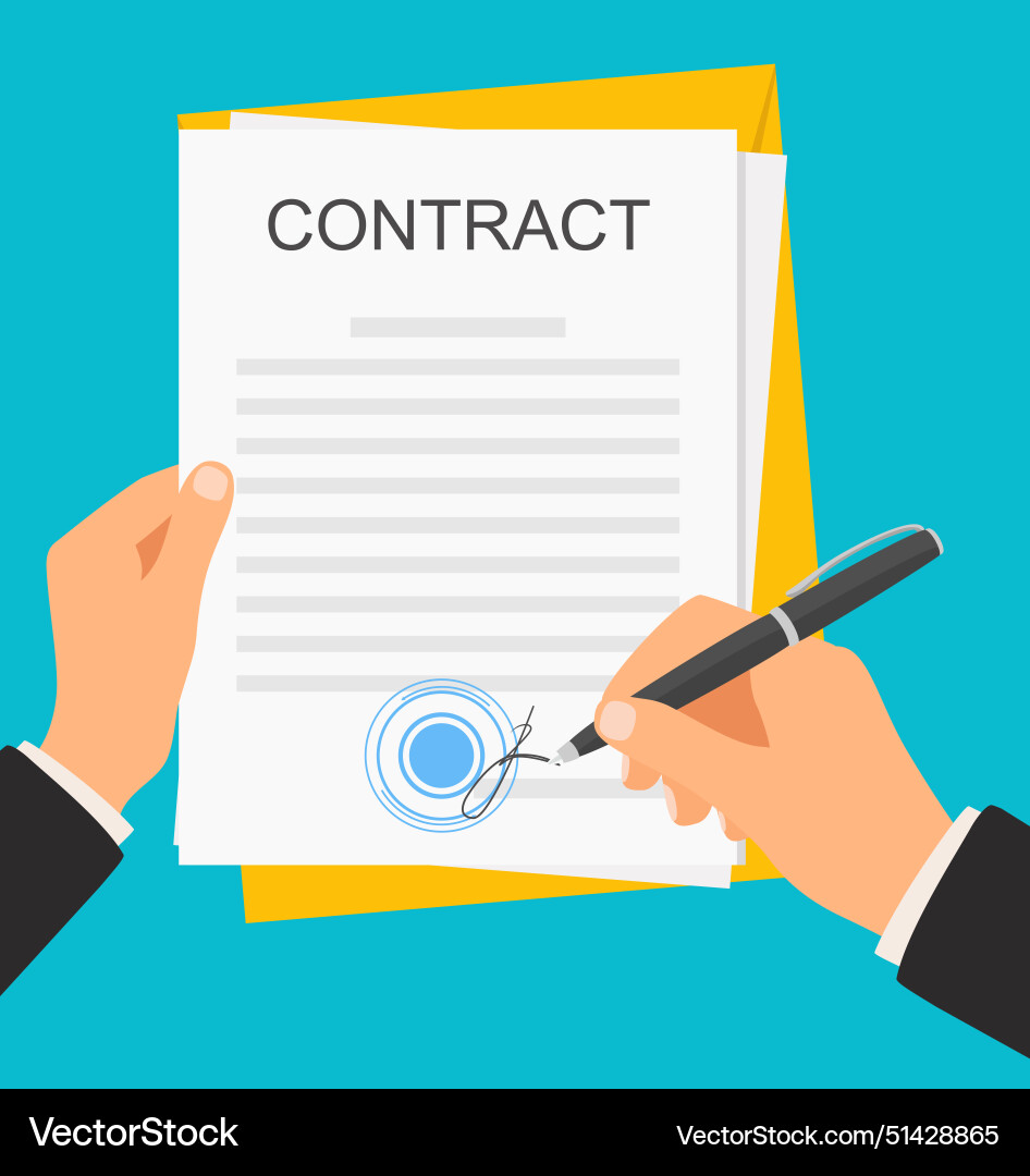 Signed business contract agreement Royalty Free Vector Image