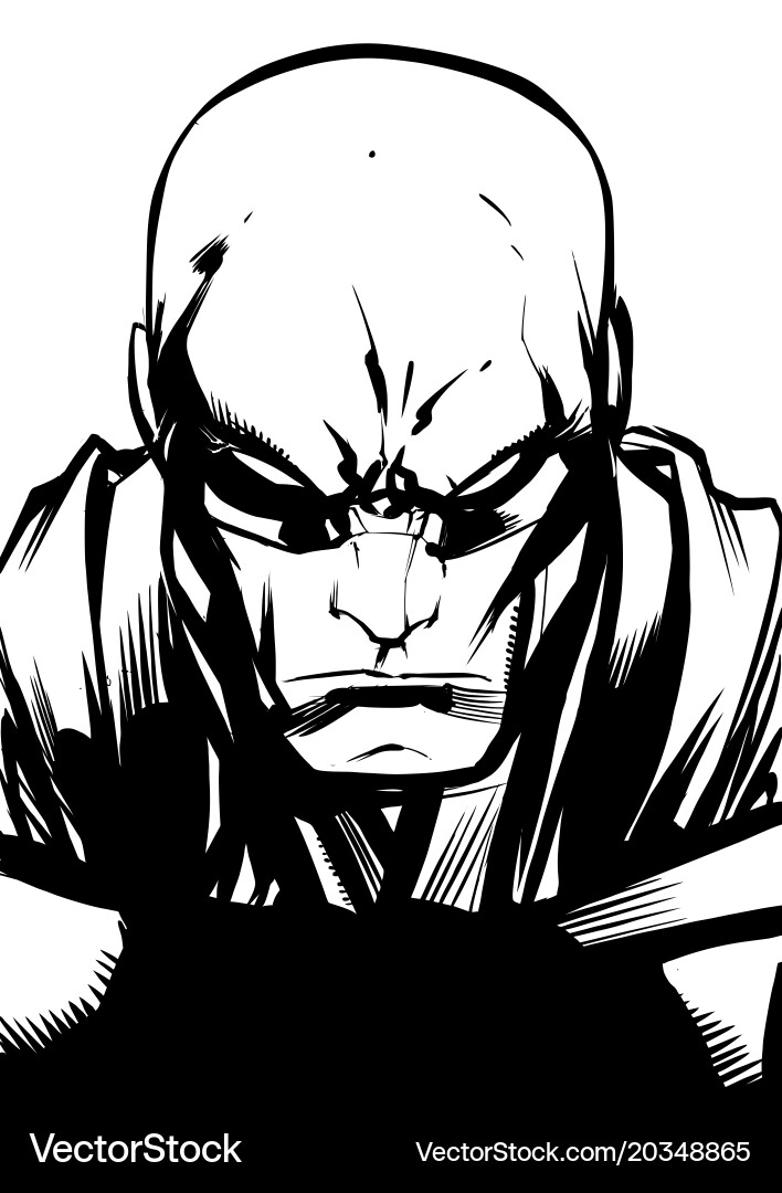 Superhero portrait line art Royalty Free Vector Image