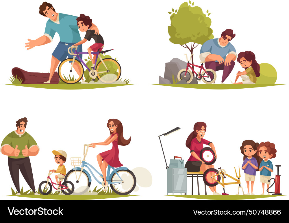 Cycle family set Royalty Free Vector Image - VectorStock